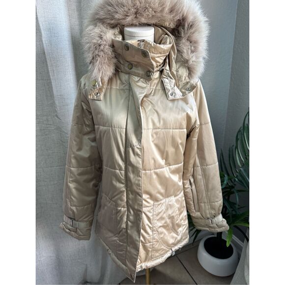 NILS | Jackets & Coats | Nils Ski Jacket Womens 4 Hooded Faux Fur Gold ...
